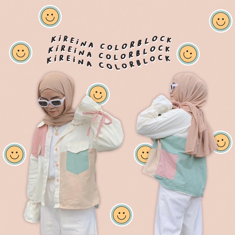 Jual HAIRI - Kireina Kemeja/Outer Colorblock Black and Broken White ...