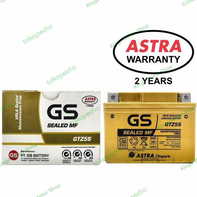 Jual Accu GS Astra MF Gold GTZ 5S Aki Motor Honda Yamaha Suzuki Kawasaki kings-m0 Murah | Shopee ...