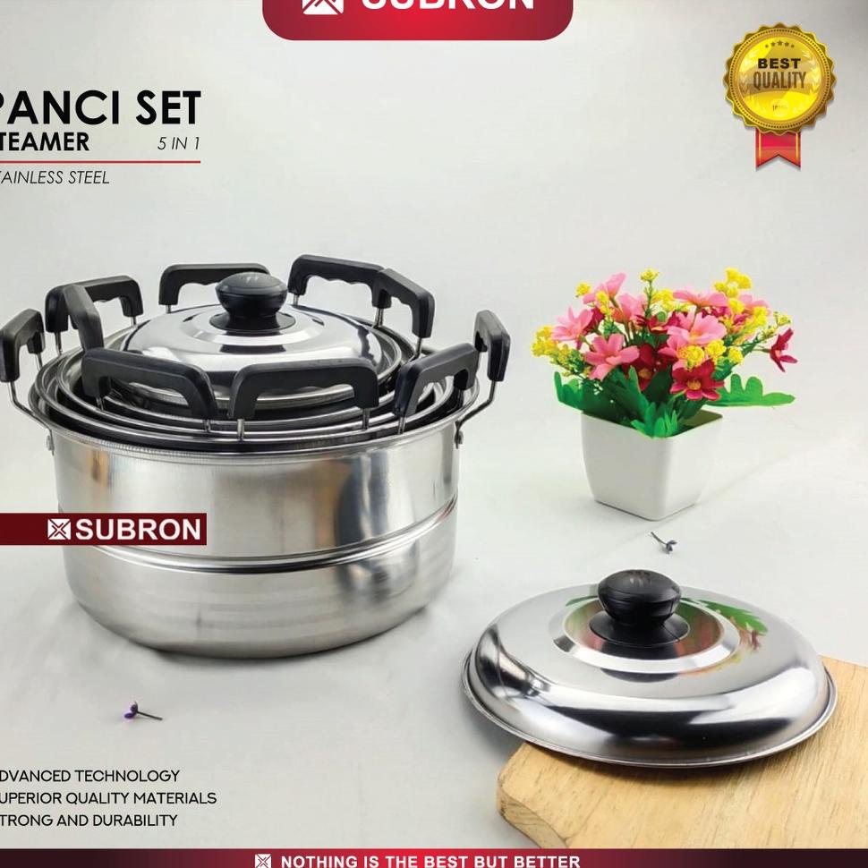 Jual SUBRON Panci Set 5 IN 1 Panci Sup Kukus Stainless Steamer Soup pot ...
