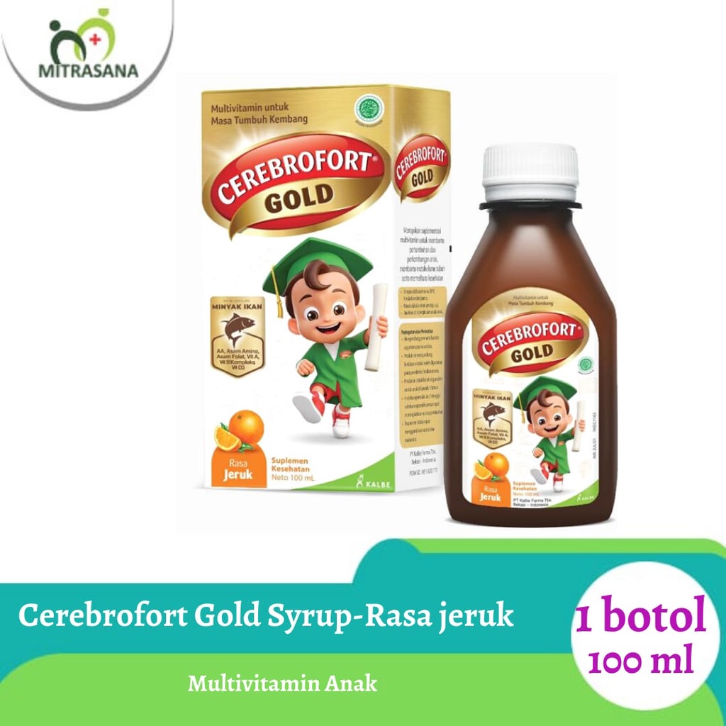 Jual Cerebrofort Gold syrup rasa jeruk / strawberry 100ml | Shopee ...