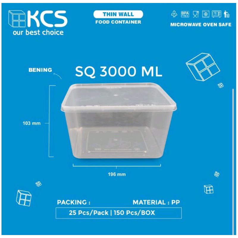 Jual Thinwall 3000ml 3000 Kcs Sq 25 Square Kotak Murah Makan Food
