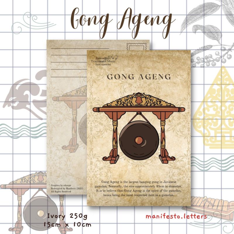 Jual Postcard Alat Musik Tradisional | Kartu Pos Sasando | Angklung ...