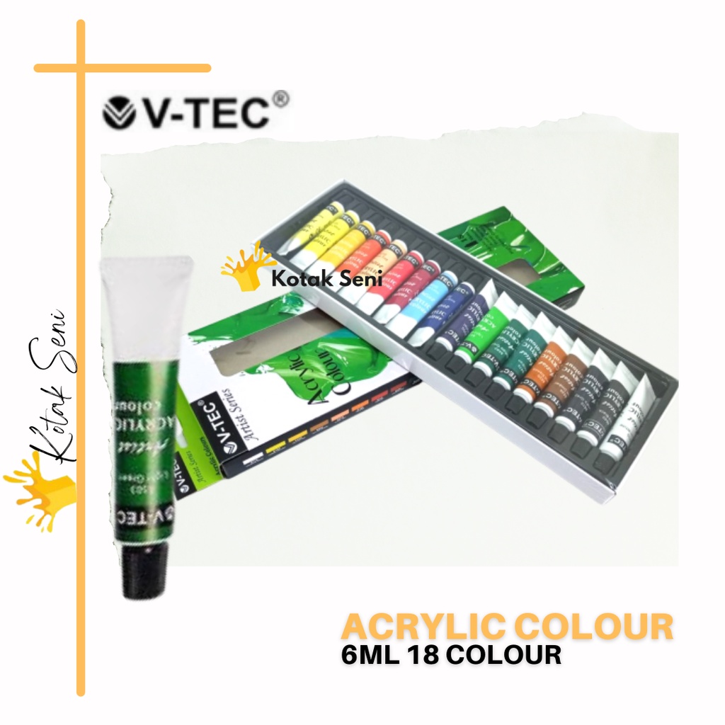 Jual V-TEC ACRYLIC COLOURS 6 ML SET 18 | Shopee Indonesia