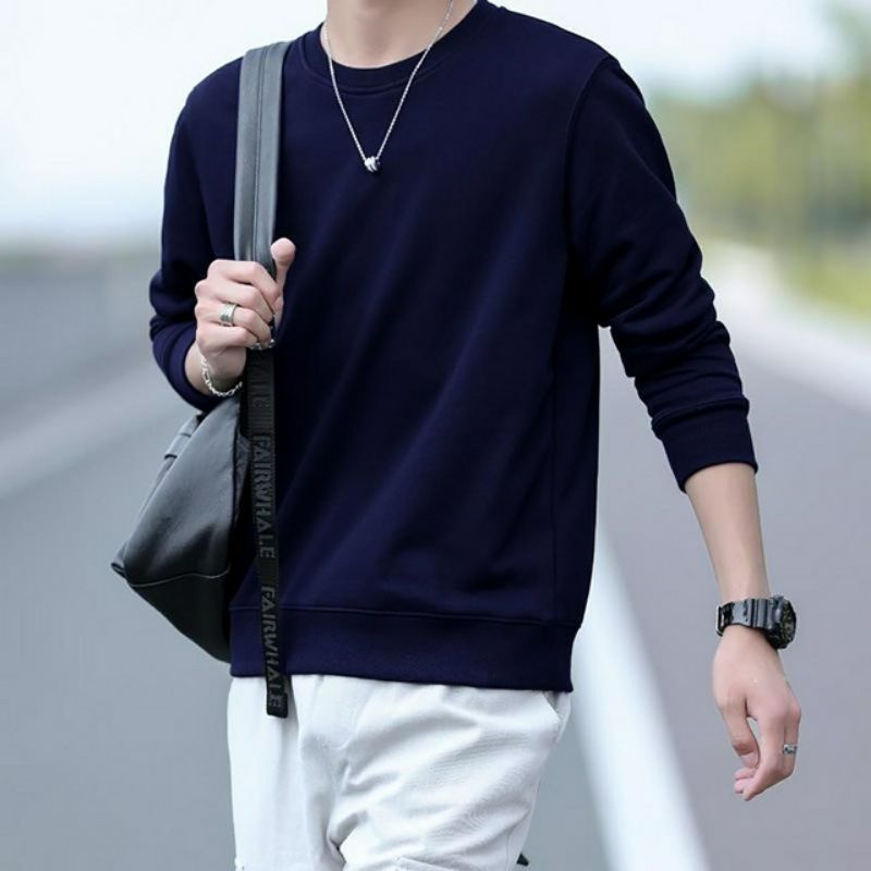 Jual baju pria lengan panjang simpel VIC-BAJU PRIA POLOS -SWETER POLOS ...