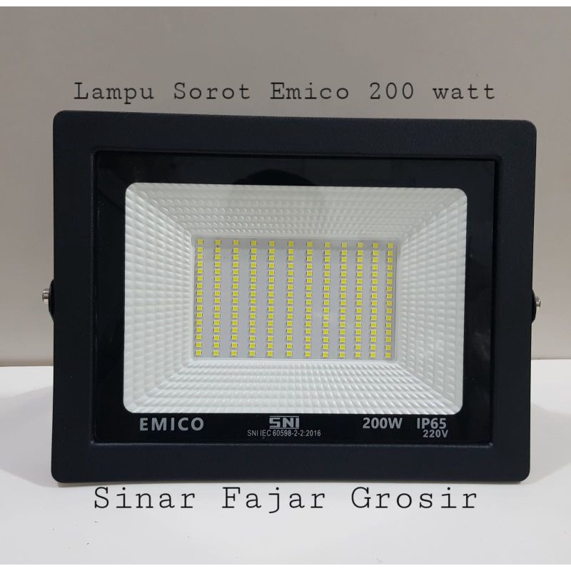 Jual Lampu Sorot Floodlight Emico 200 watt 200w Cahaya Putih 6500K dan Cahaya Kuning 3000K Lampu ...