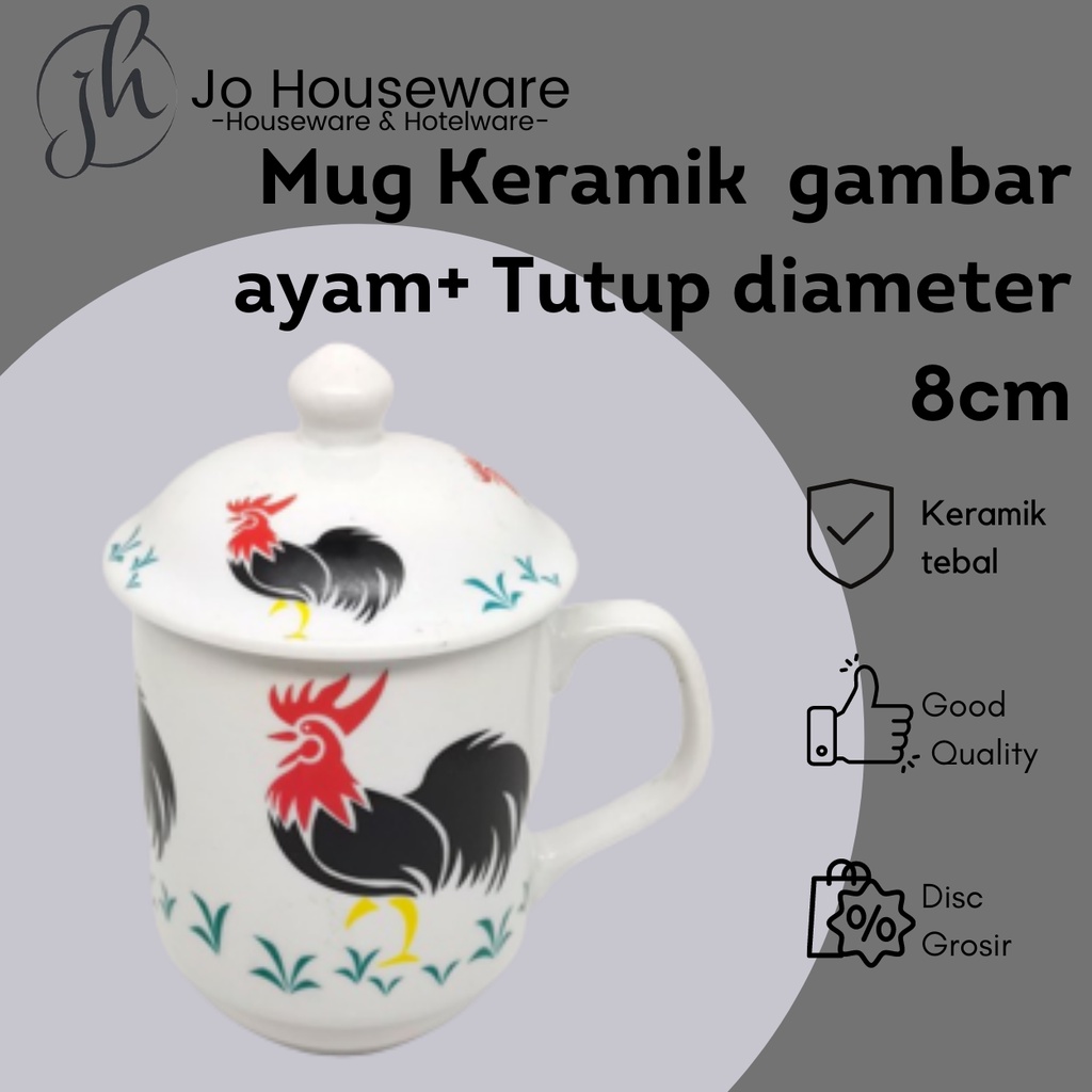 Jual Mug + tutup kecil gambar ayam tebal lucu uniq MU033 | Shopee Indonesia