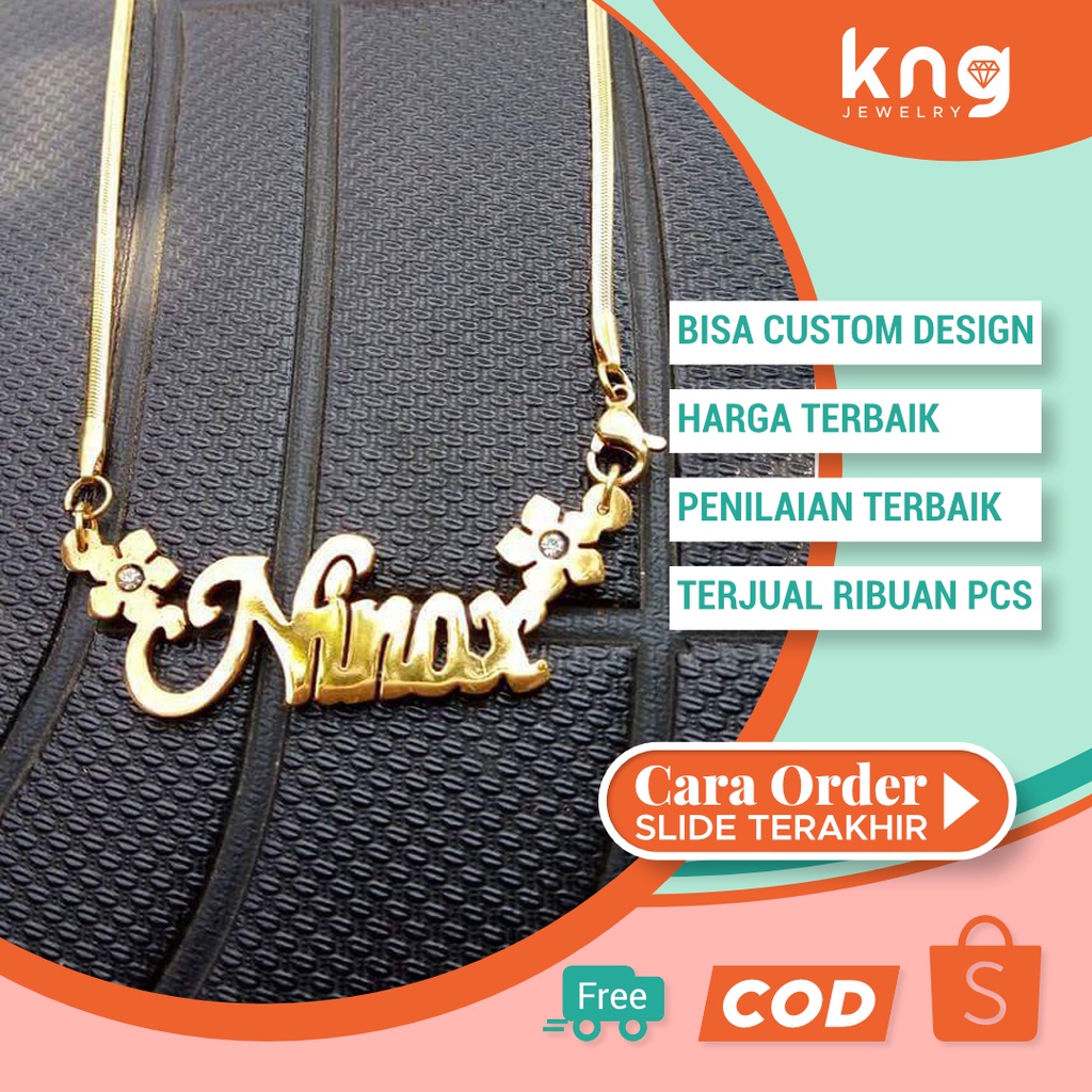 Jual Kalung nama titanium anti karat custom lapis emas gold dewasa anak ...
