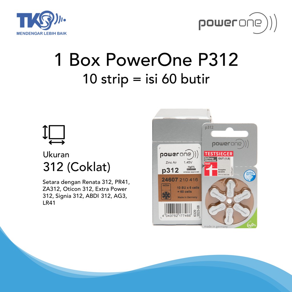 Jual BATERAI ALAT BANTU DENGAR POWERONE P312 (1 BOX/10 ROLL) | Shopee Indonesia
