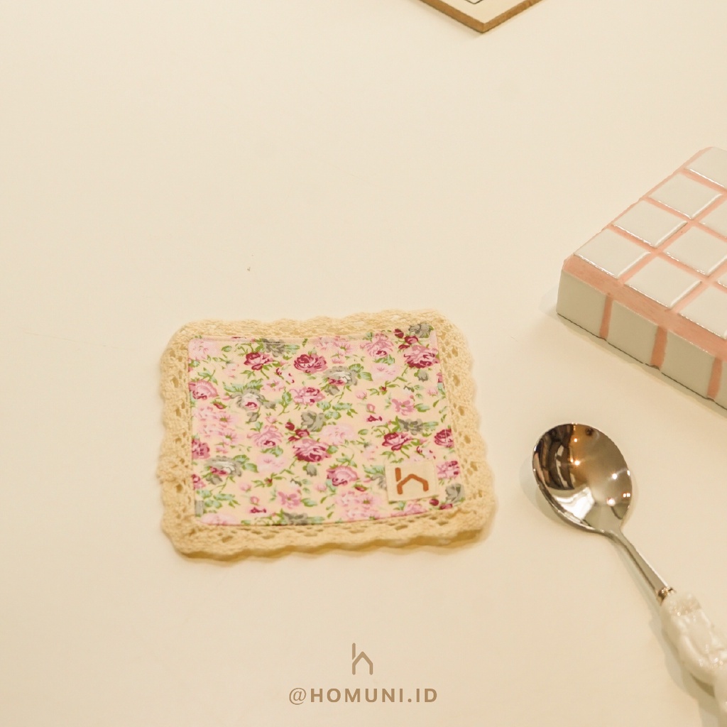 Jual Coaster Kain Floral Bunga-Bunga Renda/Tatakan Gelas/Alas Gelas ...