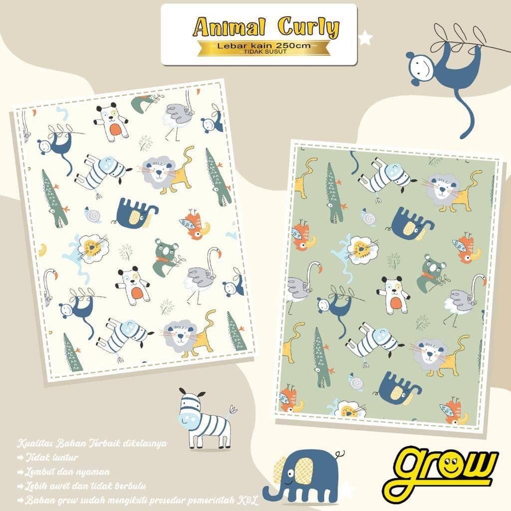 Jual KONICO Bahan Kain Sprei katun Motif tabur Anak ANIMAL CURLY | ELBHE STAR CATRA GROW ...