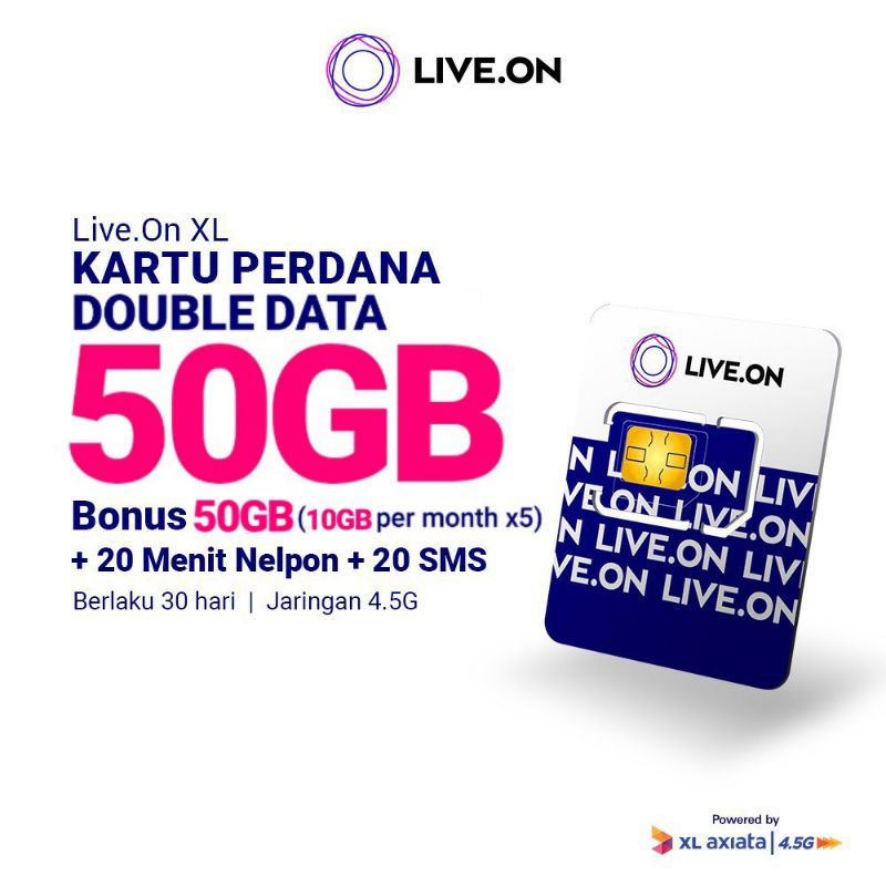 Jual Kartu Perdana Live.On XL Axiata Double Data Termurah 10GB+10GB ...