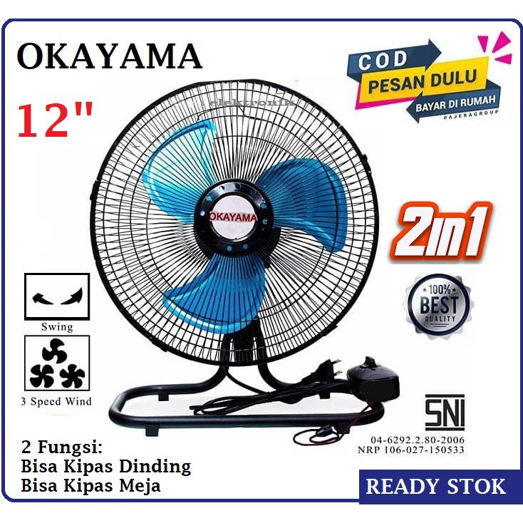 Jual Kipas Angin OKAYAMA Kipas Angin Besi 12 Inch Kipas Tornado 2in1 ...