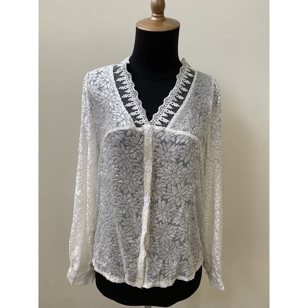 Jual blouse putih cantik / blouse semi kebaya super cantik | Shopee ...