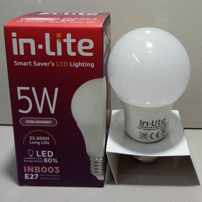 Jual LAMPU LED IN LITE COOL DAYLIGHT E27 5 Watt GARANSI 1 Tahun ...