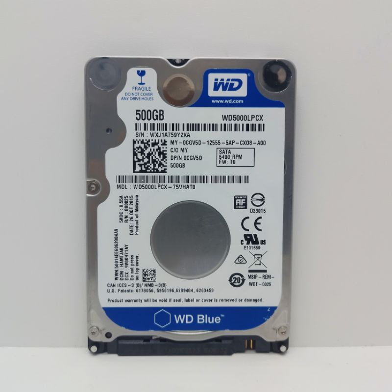 Jual Hardisk 500GB WD Blue Slim Sata 2,5" Inchi HDD 0 Days HDD 500GB ...