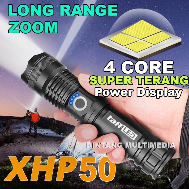 Jual TaffLED Senter LED XHP50 Long Range Cas USB P50 Power Display ...