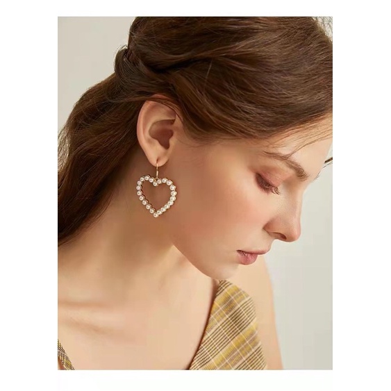 Jual AN229B Anting Anting fish Hook Pearl Love cinta hati Besar mutiara ...