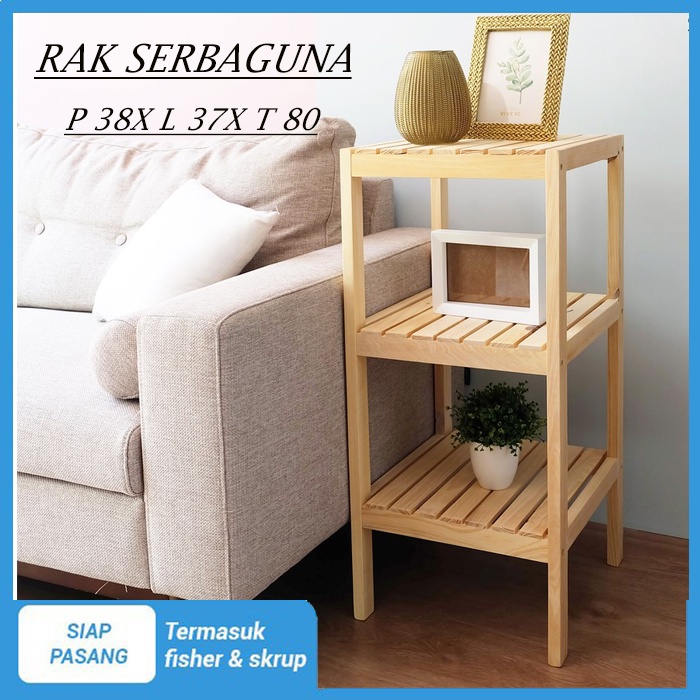 Jual Oana wooden shelf 3 tingkat / Rak Kayu / Rak Serbaguna / Rak Anak ...