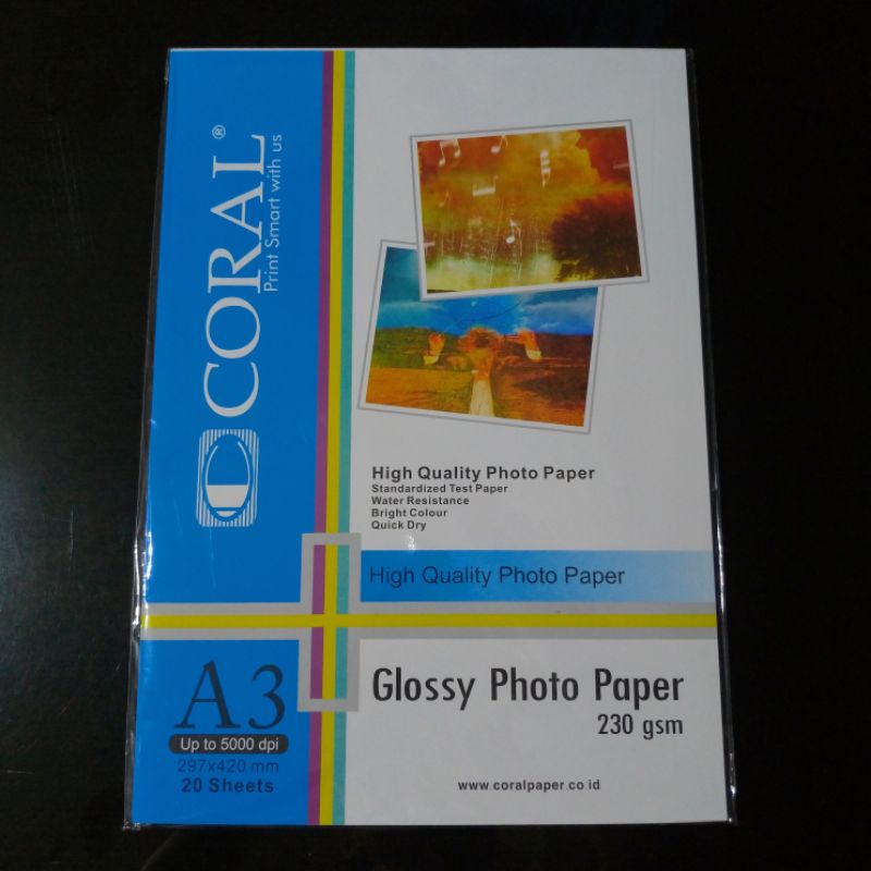 Jual Kertas Photo Glossy A3 230 gsm / Coral Glossy Photo Paper | Shopee ...