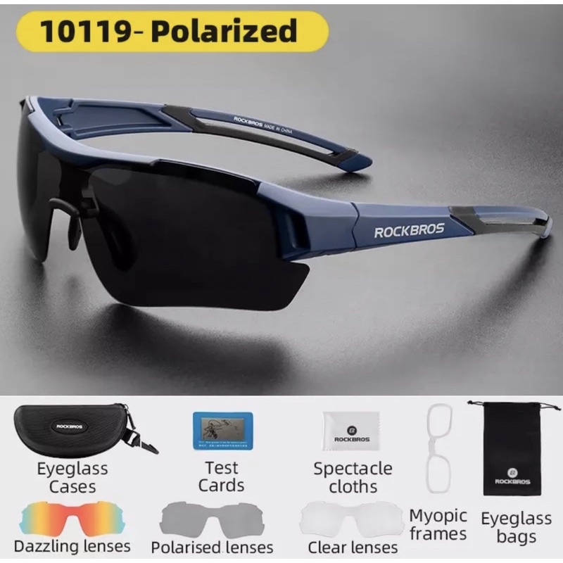 Jual ROCKBROS 10119 Blue Kacamata Sepeda Bicycle Polarized Sunglasses UV Glasses Photochromic ...