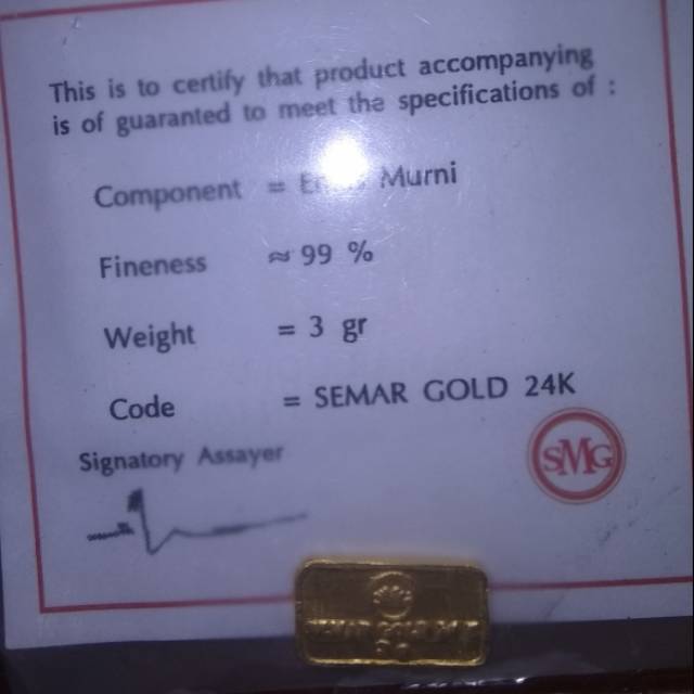 Jual Semar Gold 24 karat 3 gram Emas Batang Semar | Shopee Indonesia