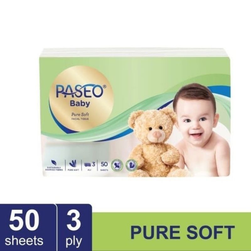 Jual PASEO Baby Pure Soft Facial Tissue 50s-3ply / Tisu wajah travel ...