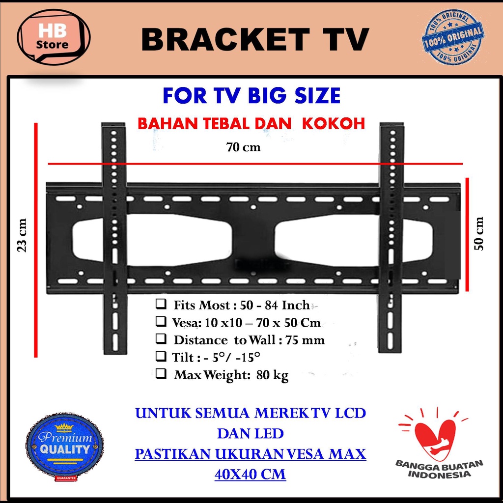 Jual Bracket Braket Breket TV LED LCD 40 43 45 50 55 60 65 70 75 85 ...