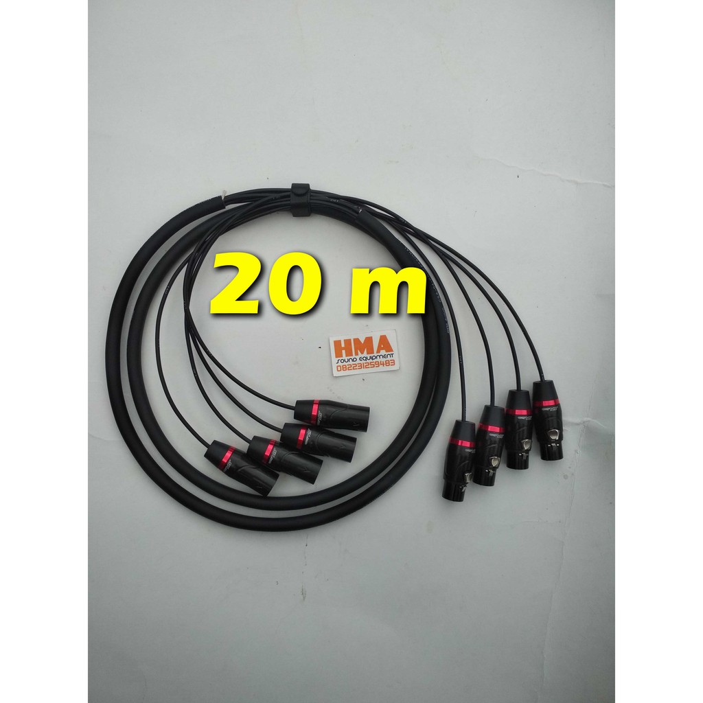 Jual Kabel Input Snake 4 Channel 20m + Konektor Cannon Male Female Full ...