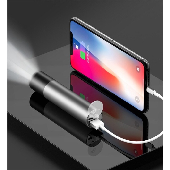 Jual Senter LED Power Bank Mini USB Recharge Anti Air Cree XM-L T6 ...