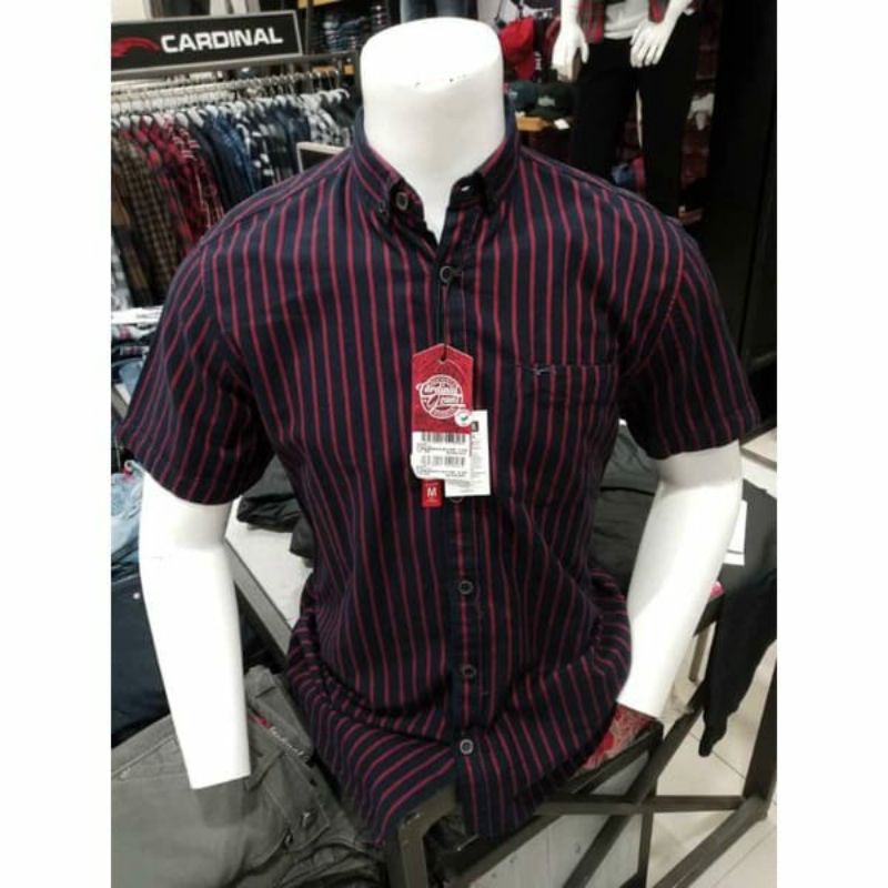 Jual Kemeja Cardinal Lengan Pendek Pria Original Garis K49 | Shopee ...