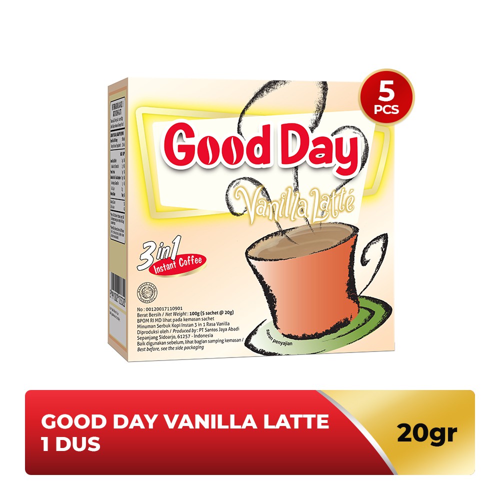 Jual GOOD DAY Vanilla Latte 1 Dus (5 x 20 gr) | Shopee Indonesia