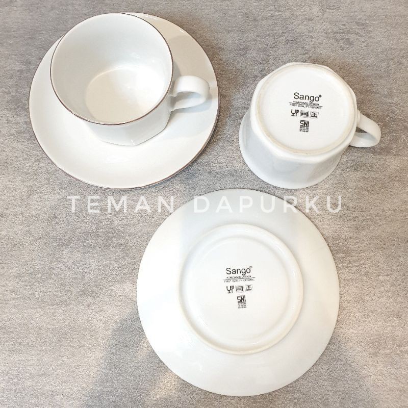 Jual Cangkir Lepek Putih - Putih 6 pasang (SANGO / GOLDEN LINE) include ...