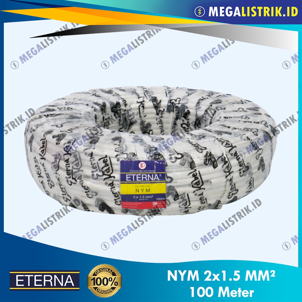 Jual ETERNA NYM 2X1.5 ( 100 METER ) / KABEL LISTRIK PUTIH KAWAT TEMBAGA 2 X 1.5 MM / 2X1,5 / 2 X ...