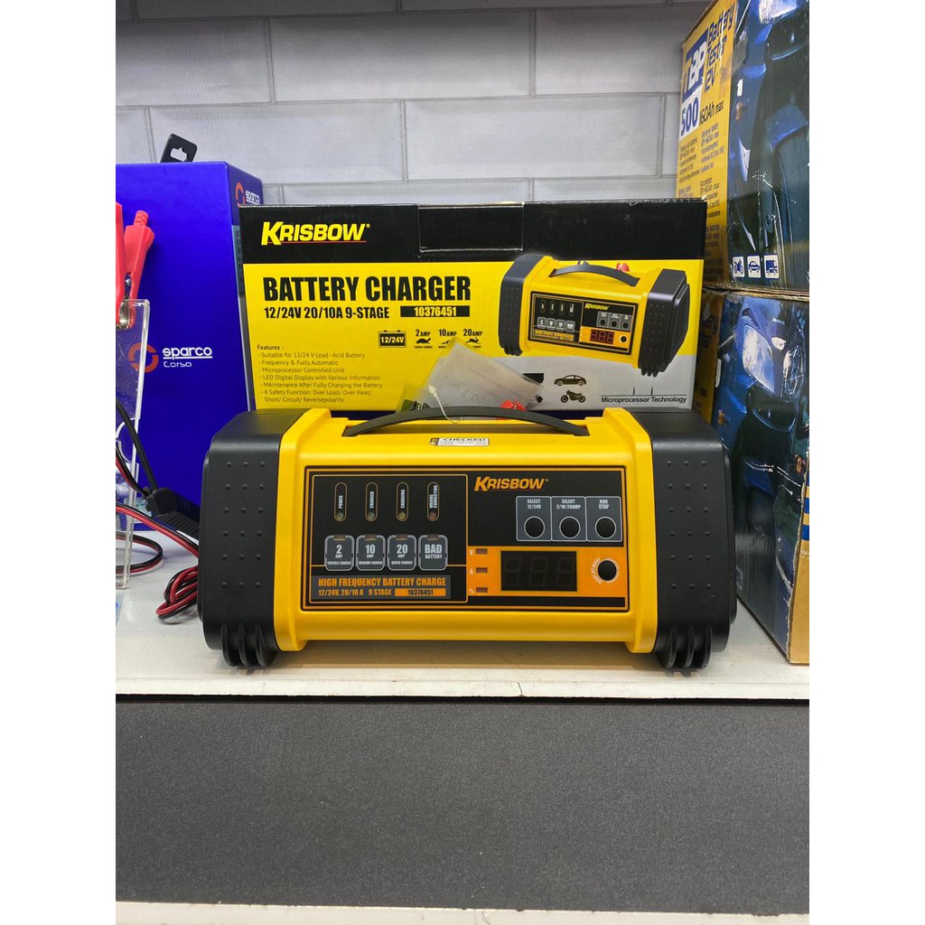 Jual Krisbow Charger Baterai Aki Accu Mobil Motor Portable 20A Ampere ...