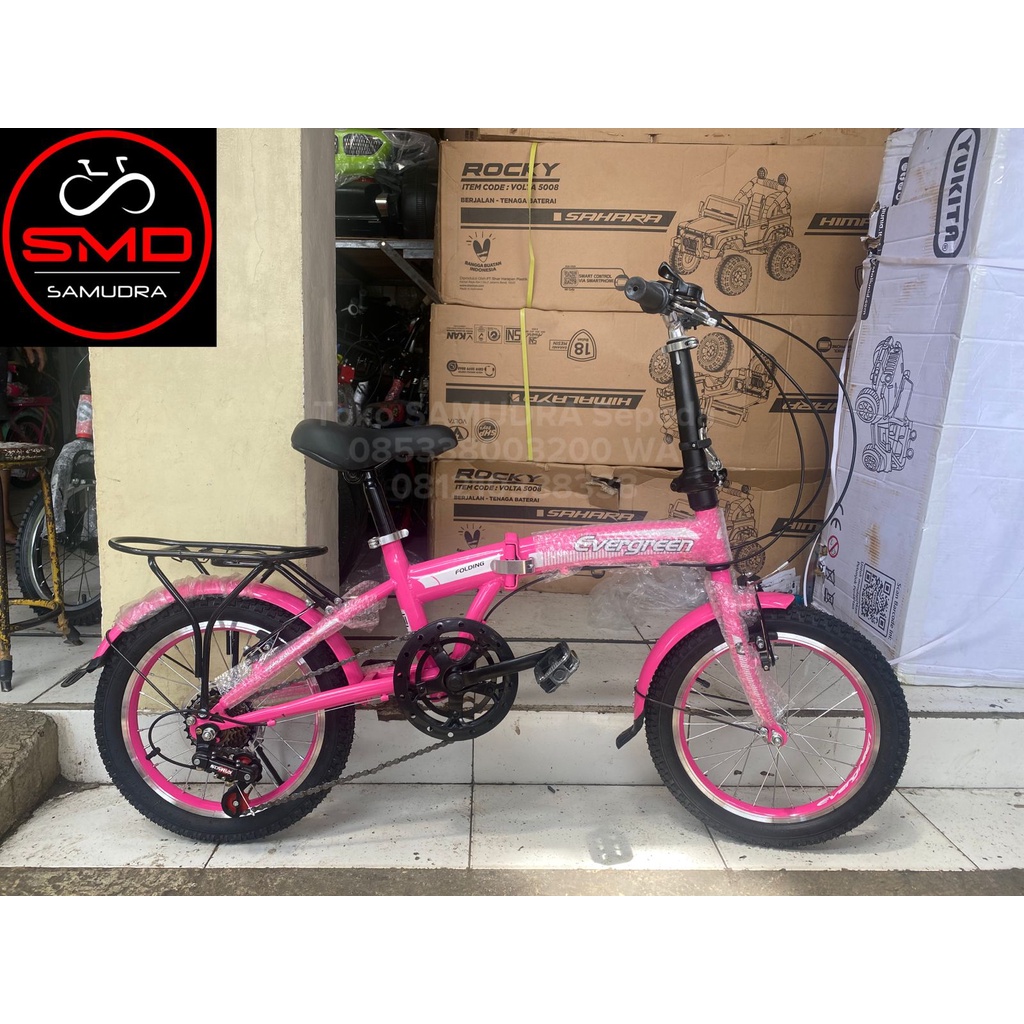 Jual Sepeda Lipat Folding 16 Evergreen 6sp Murah BDG | Shopee Indonesia