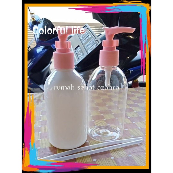 Jual Botol oval 250ml tutup pump pink new kemasan 4 buah | Shopee Indonesia