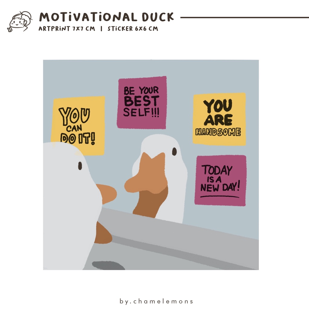 Jual "Motivational Duck" Illustration Artprint/Sticker 7x7 cm ...
