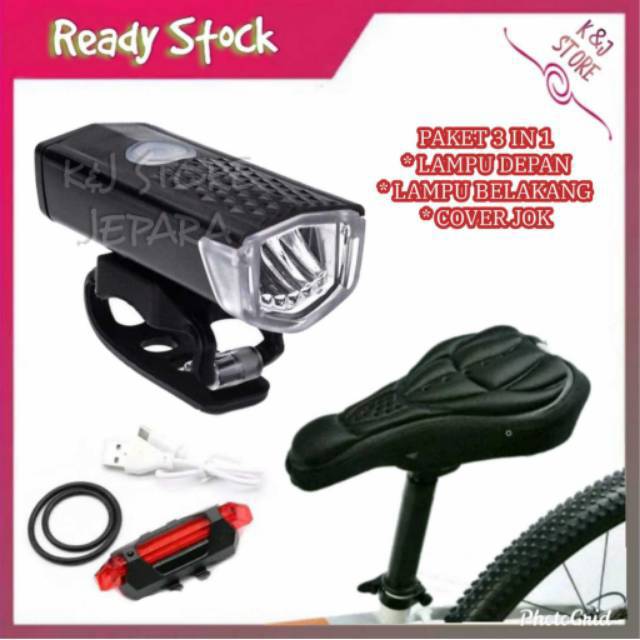 Jual Set Lampu Sepeda Depan Belakang LED Sepeda Gunung MTB RoadBike ...
