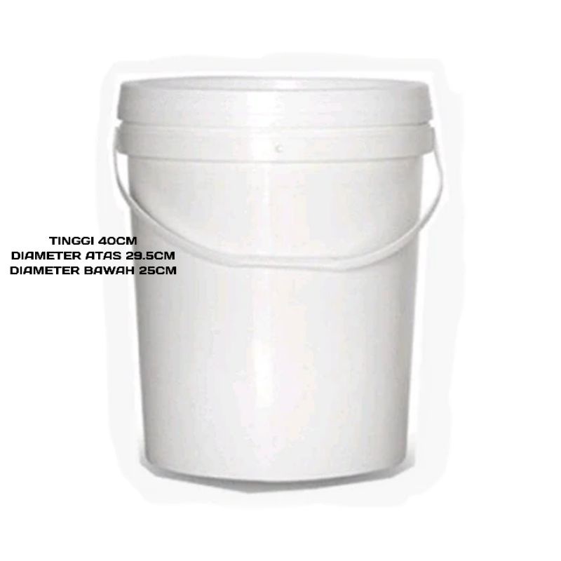 Jual EMBER PLASTIK PUTIH POLOS BEKAS CAT 20 KG 20 L DENGAN TUTUP BERSIH ...
