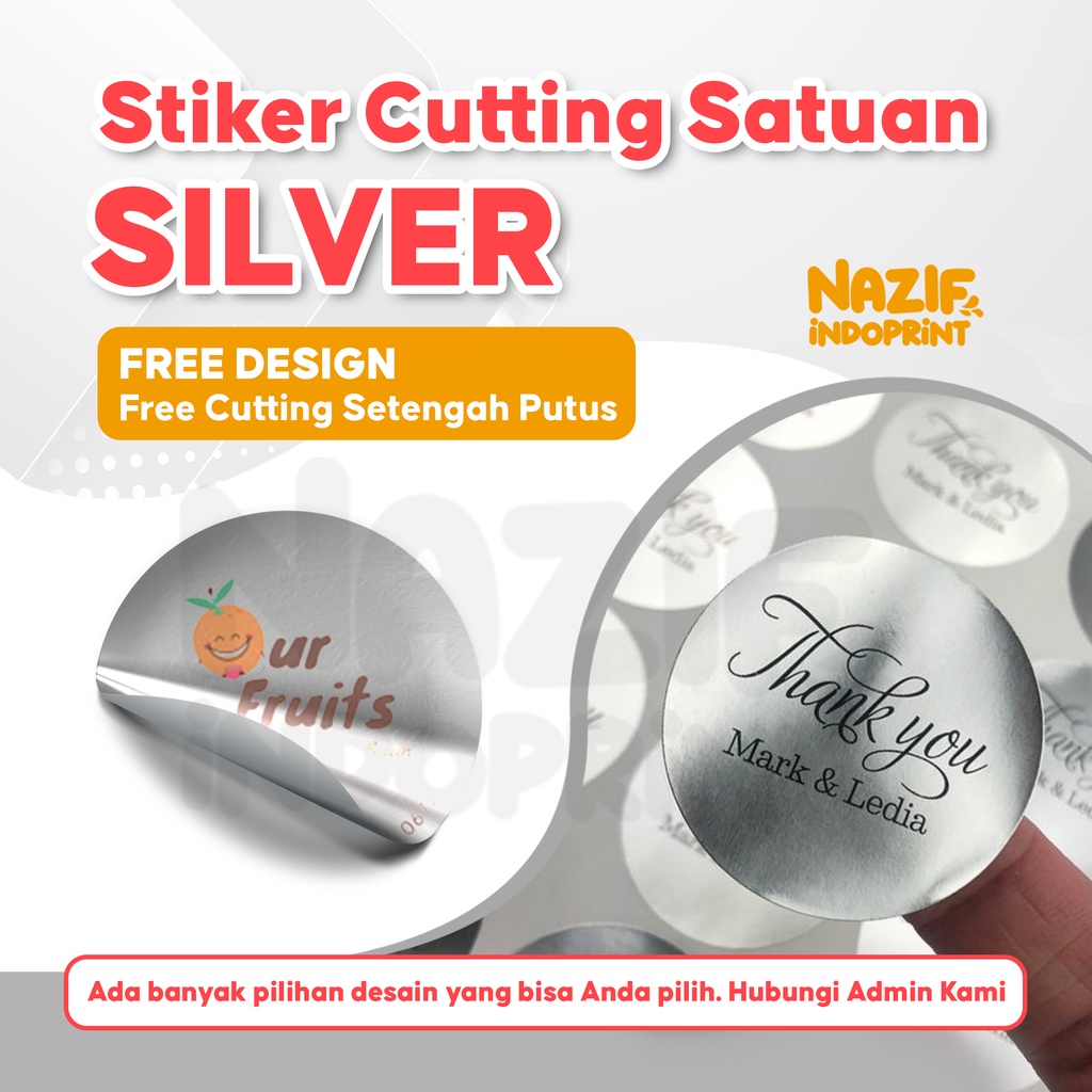 Jual Cetak Stiker Produk Makanan Metalik SILVER / Cetak Stiker Nama ...