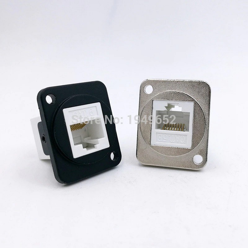 Jual RJ45 Network Connector Metal Panel Socket D Type Mounting CAT5E ...