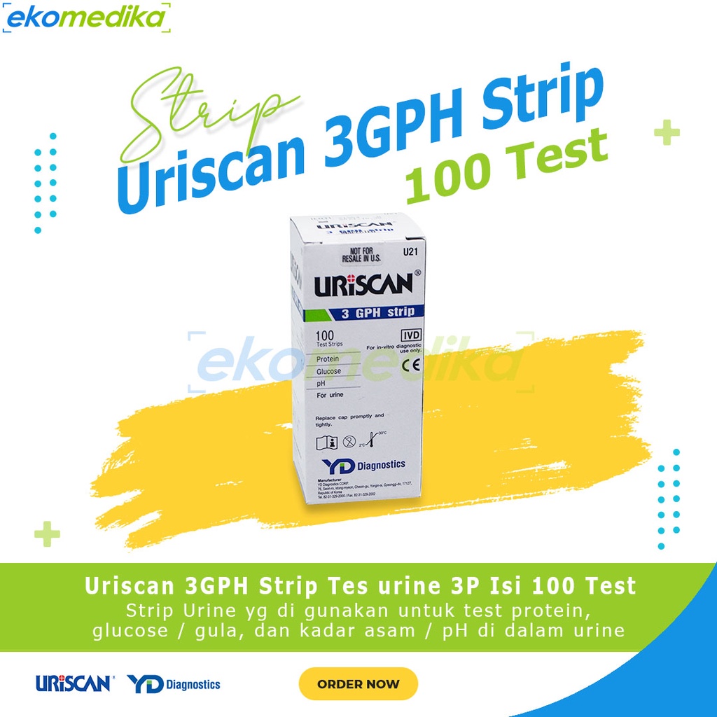 Jual Urine Strip URISCAN 3 Parameter Strip Tes urine 3P (Protein ...