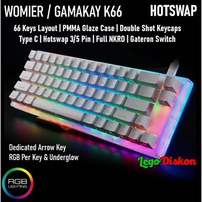 Jual WOMIER K66 WIRED Mechanical Keyboard Full RGB Glaze Case Gatheron ...
