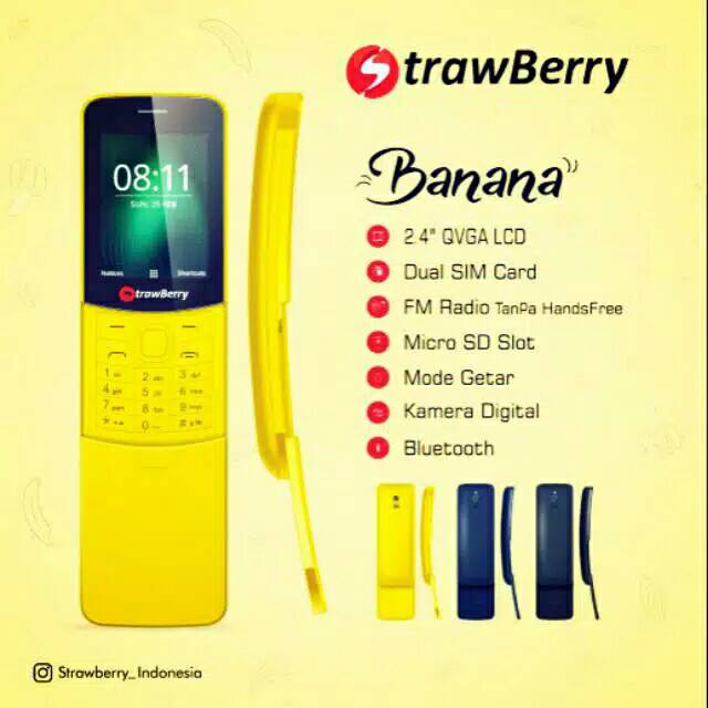 Jual HP STRAWBERRY ST3 BANANA / SLIDER / MODEL PISANG / GARANSI RESMI ...