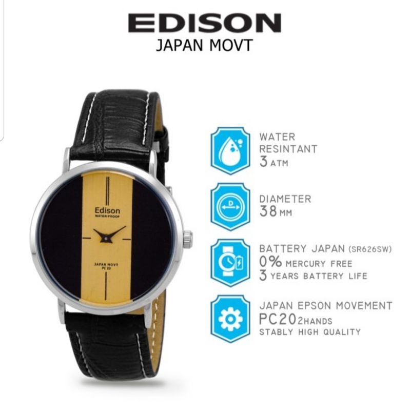 Jual Jam Tangan Edison AR 240 P EG Slim Type Waterproof Japan Movement ...