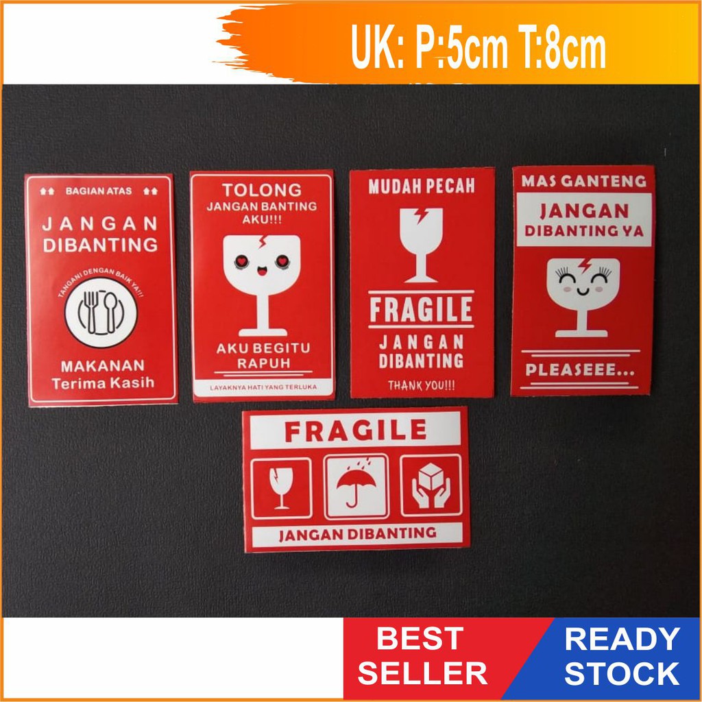 Jual READY STOCK TERMURAH Sticker Fragile makanan,Sticker Fragile Hp ...