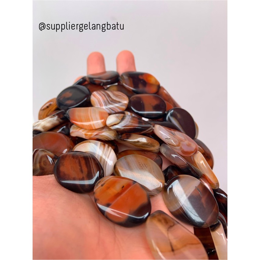Jual batu alam Penden simba oval mix orange brown carnelian 3 x 2 cm ...