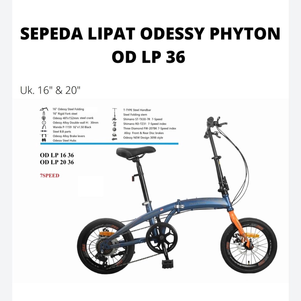 Jual Sepeda Lipat ODESSY PHYTON 16 dan 20 Inch Murah ORIGINAL SNI ...
