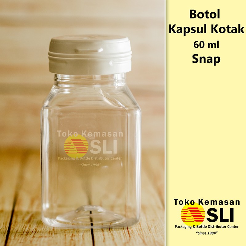 Jual Botol Kapsul Kotak Bening 60 ml Snap | Kemasan Package Botol ...
