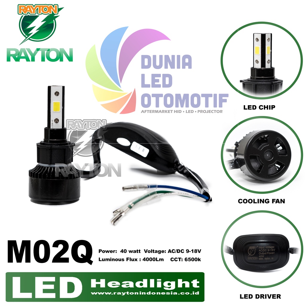 Jual RTD Rayton Lampu Utama / Lampu Depan Motor LED Putih M02Q dengan KIPAS / FAN | Shopee Indonesia